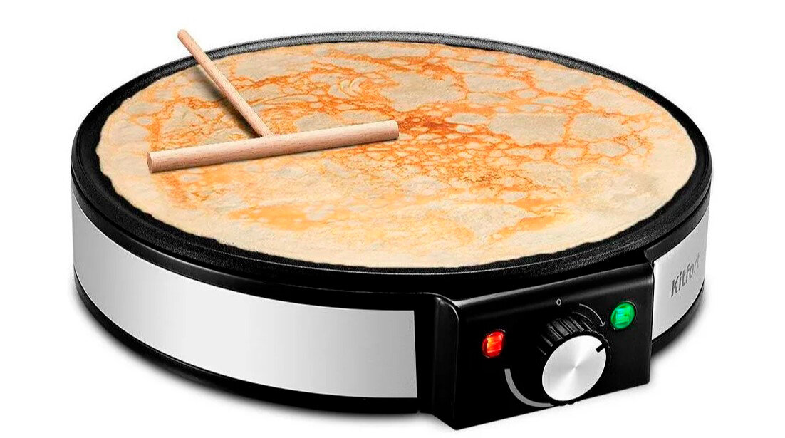 КТ-1678 / Блинница настольная Kitfort КТ-1678 серебристый (1200 Вт, блинов - 1, 30 см)