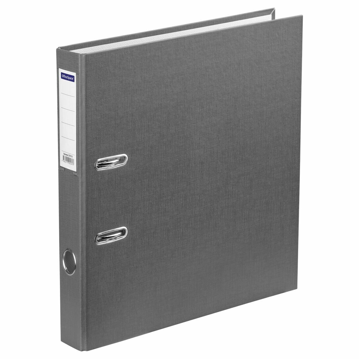 Папка-регистратор OfficeSpace, 50мм, бумвинил, с карманом на корешке, серая, 270110