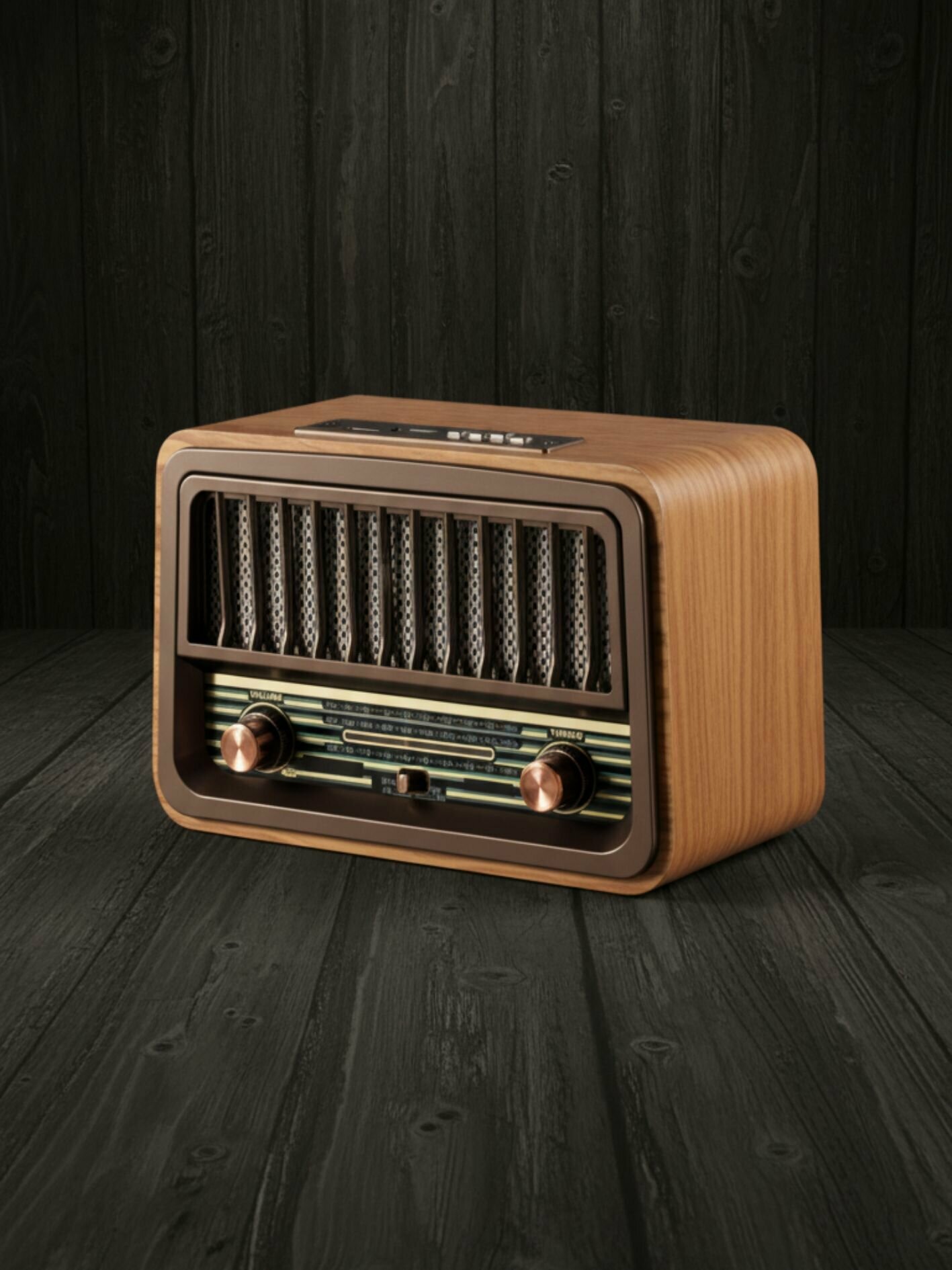 Радиоприемник от сети и батареек Deespi RE-04 BT/AM/FM/SW/USB/AUX/MicroSD портативный, ретро