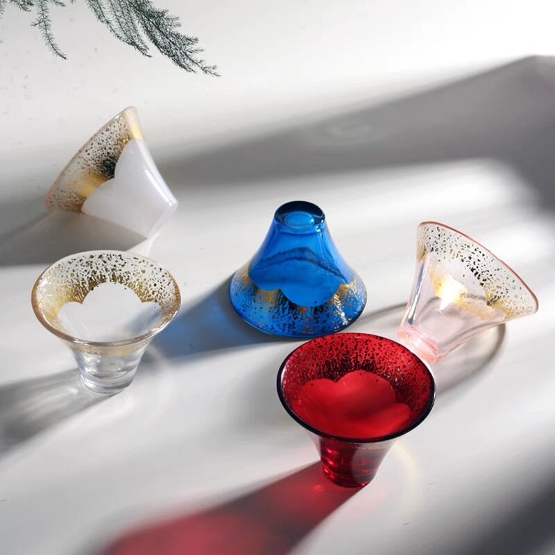 Чашка с горы Фудзи из золотой фольги, Хрустальная чашка для саке