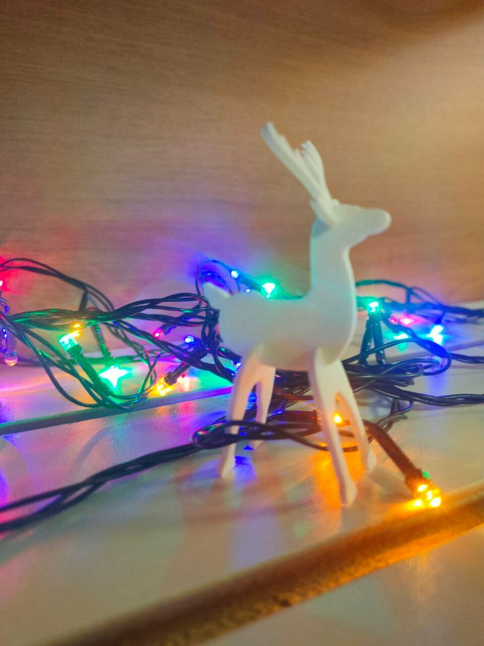 Открытка-набор "Веселый рождественский олень", конструктор, пластик, белый, новогодний подарок, сувенир