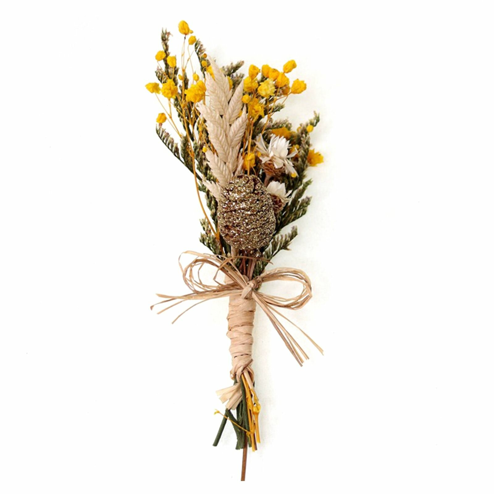 Рождественский мини-букет из сосновых шишек, золотисто-желтые звездчатые сухоцветы, украшение 12-14 см