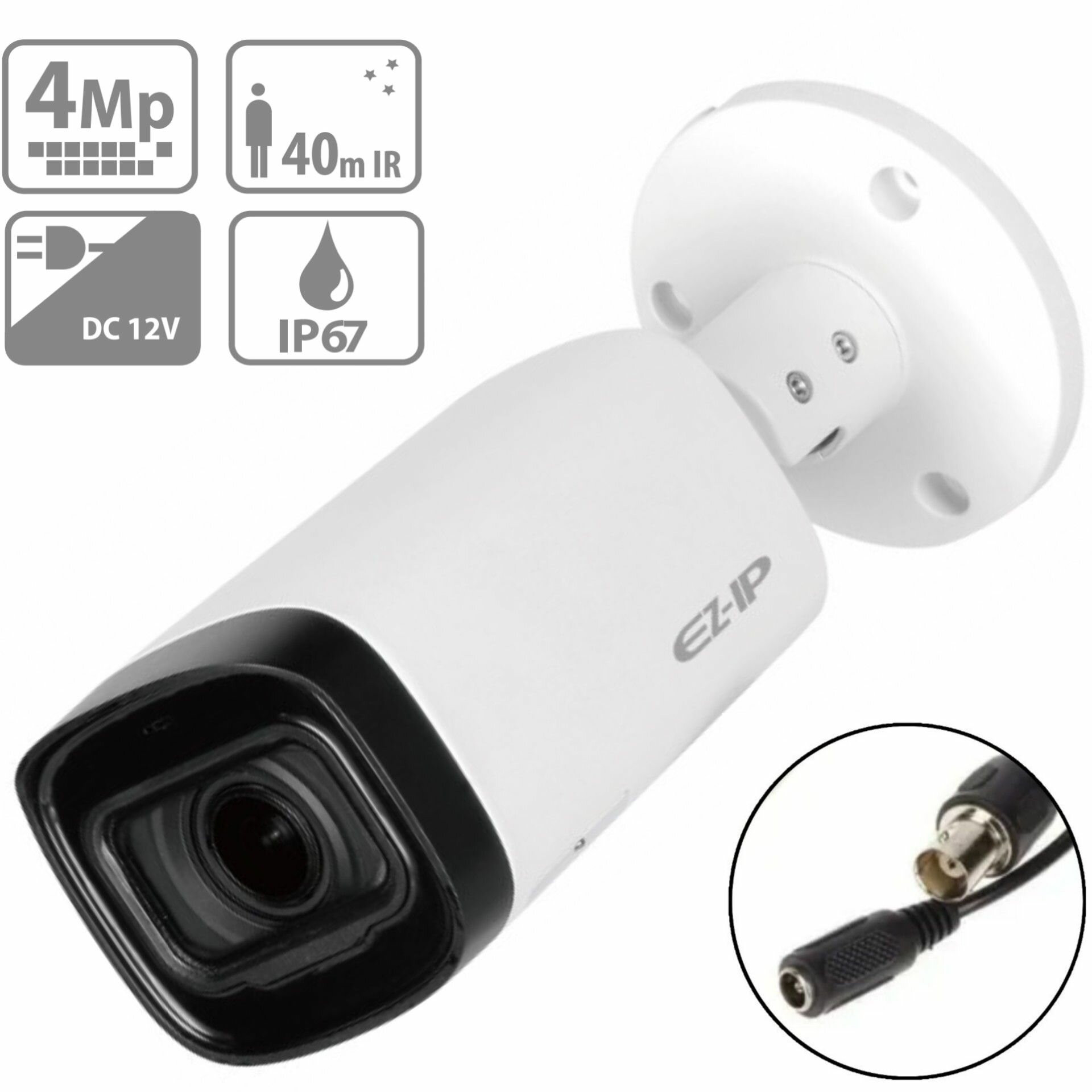 EZ-IP HAC-B4A41P-VF-2712-DIP 4Мп 2,7-12мм камера видеонаблюдения HDCVI уличная, аналоговая цилиндрическая HDCVI видеокамера для улицы с ИК-подсветкой 2560x1440 2K CMOS 1/2.7"