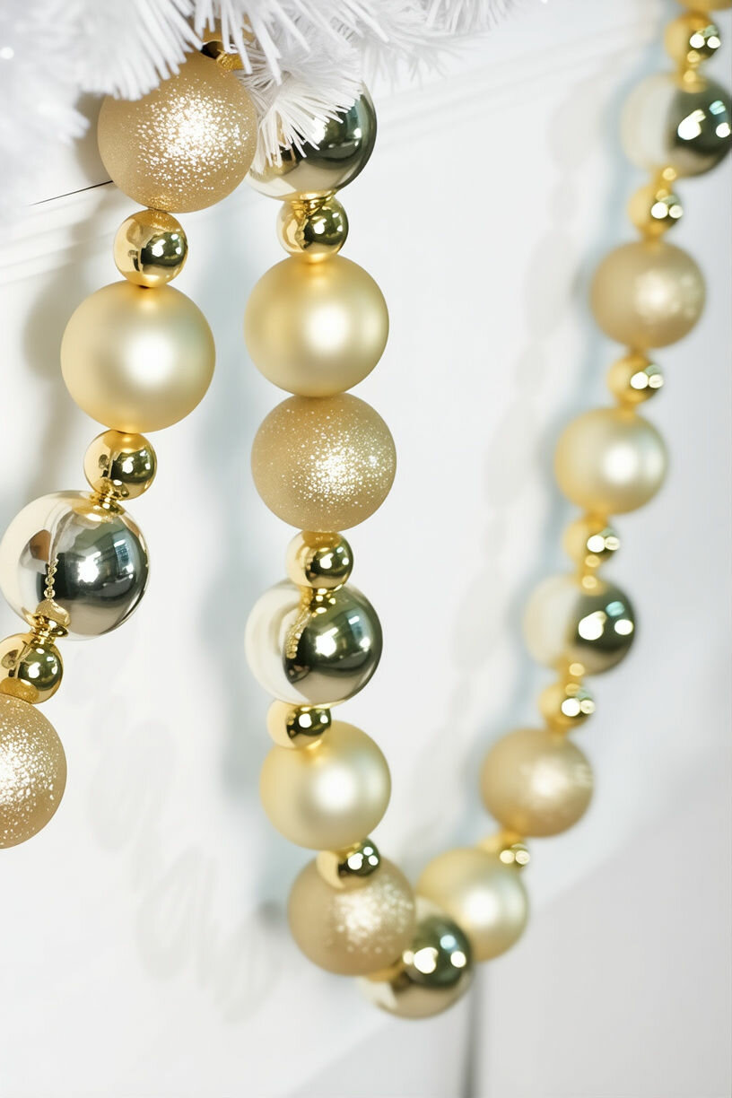 Бусы на ёлку новогоднее ожерелье, пластик, золотой, 3-6 см, 210 см, Winter Deco 3081143