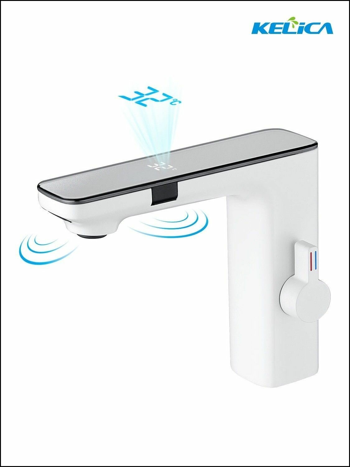 Эксклюзивный смеситель с LEDдисплеем для раковины, двойной сенсорный, температура отображается