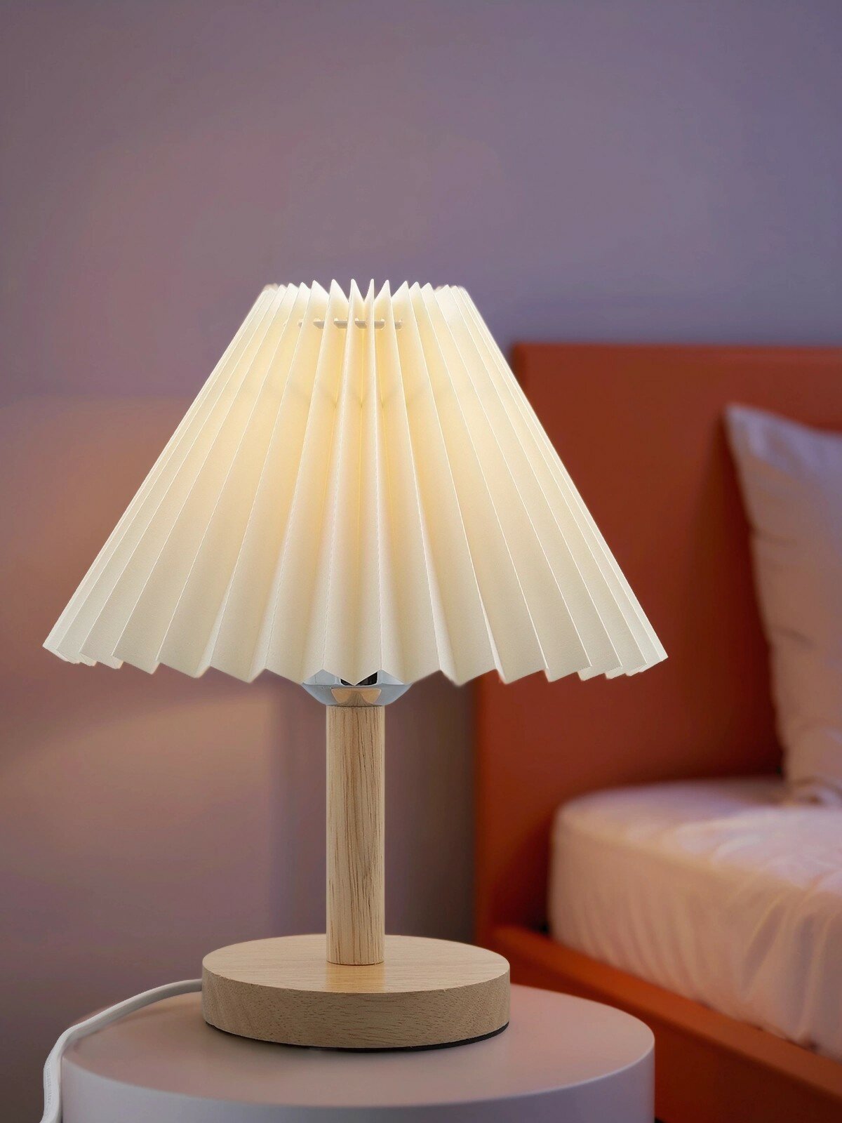 Настольная лампа с абажуром Maple Lamp Harmonic D08-WH, белая, Е27