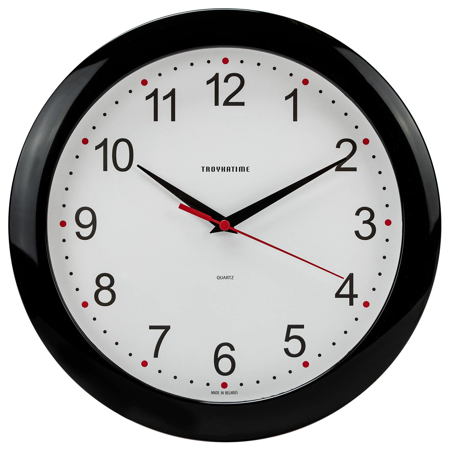 Часы настенные TROYKATIME (TROYKA) 11100112, круг, белые, черная рамка, 29293,5 см