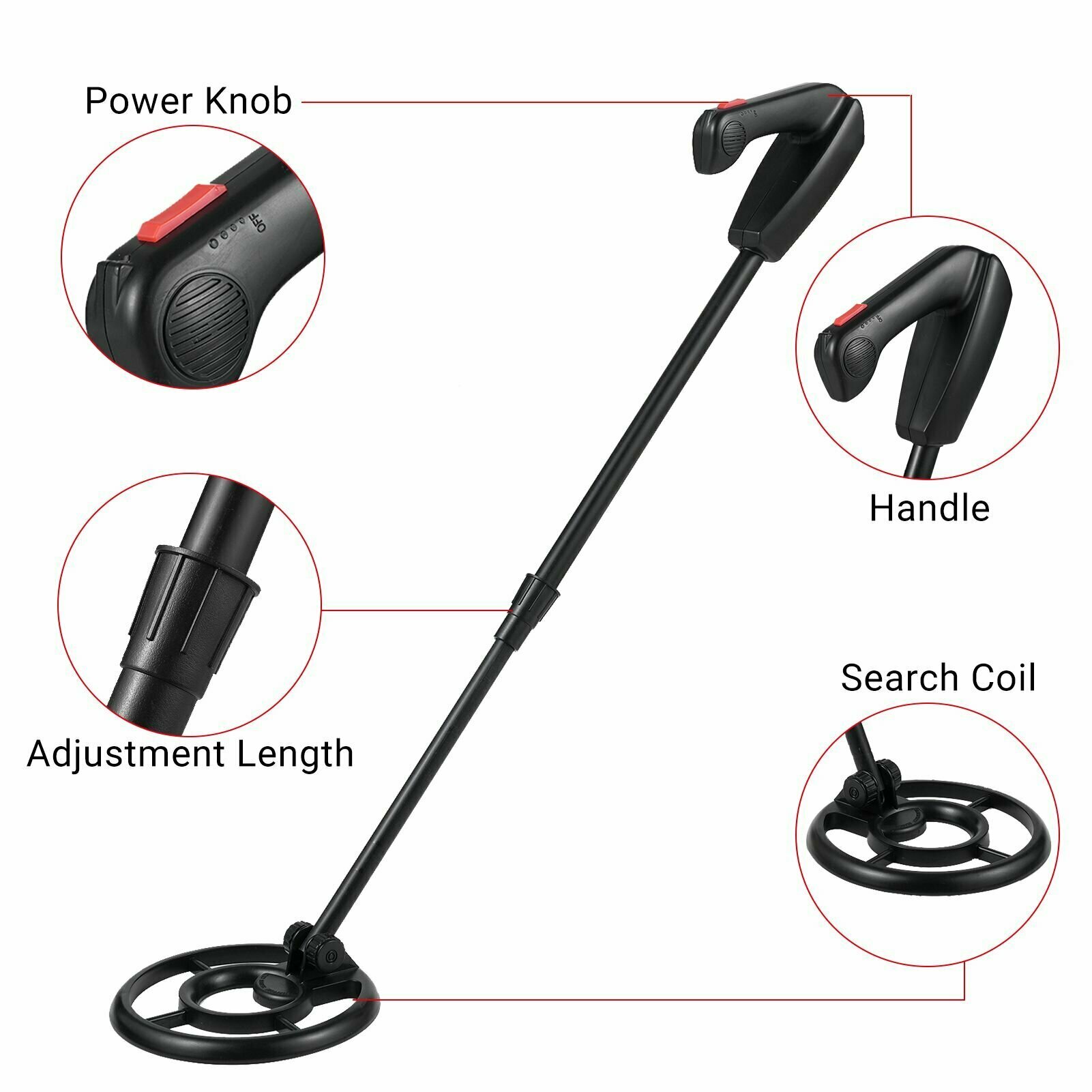 Детский металлоискатель с водонепроницаемой катушкой, регулируемый стержень