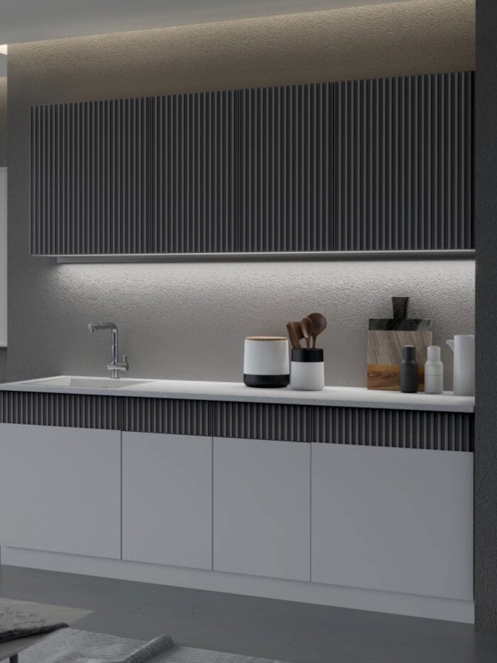 Уценка Кухонный гарнитур Престиж 2000, Белый глянец/Графит софт, МДФ