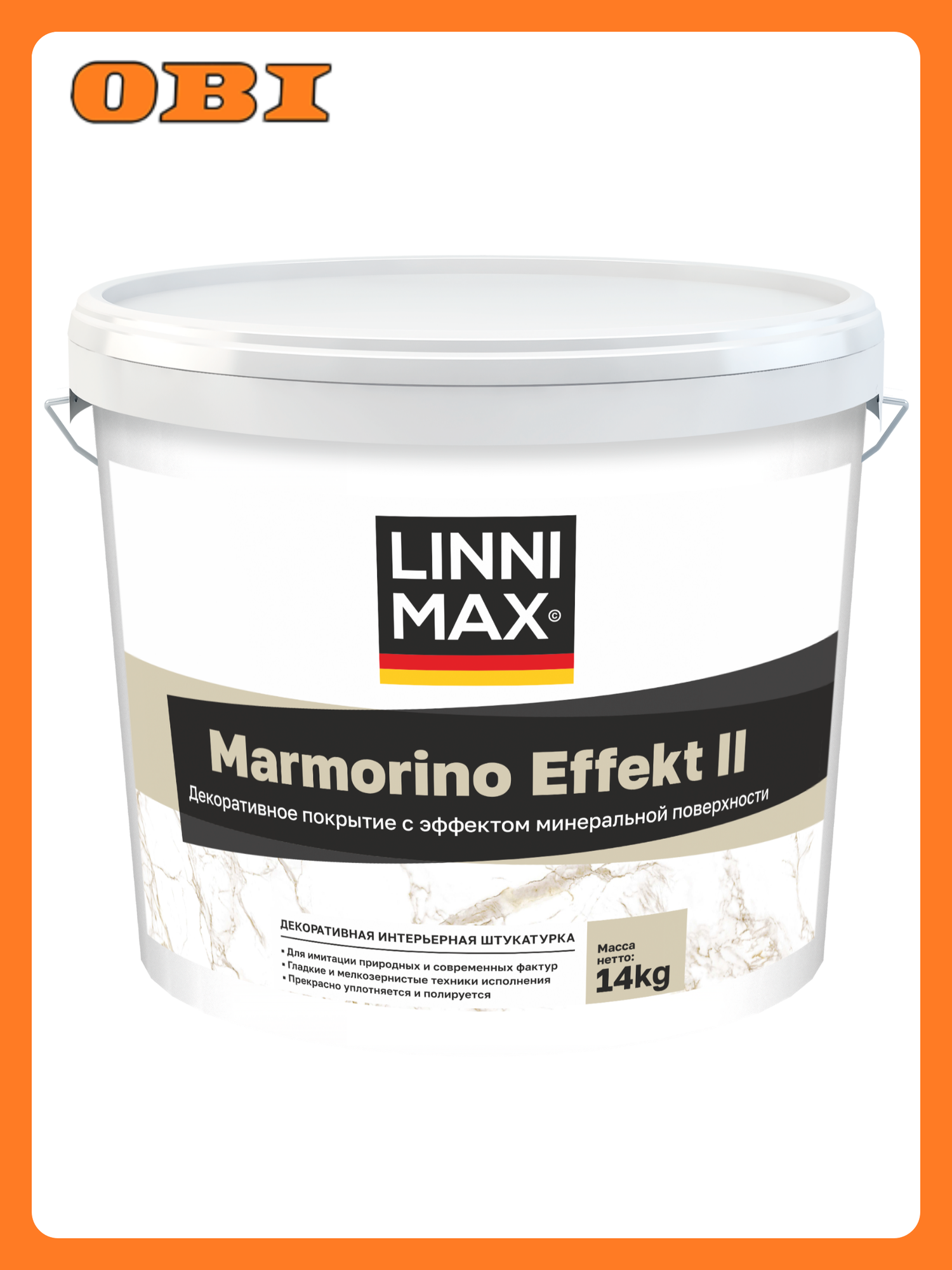 Интерьерная штукатурка с эффеком мрамора LINNIMAX Marmorino Effect II / Марморино Эффект II 14 кг