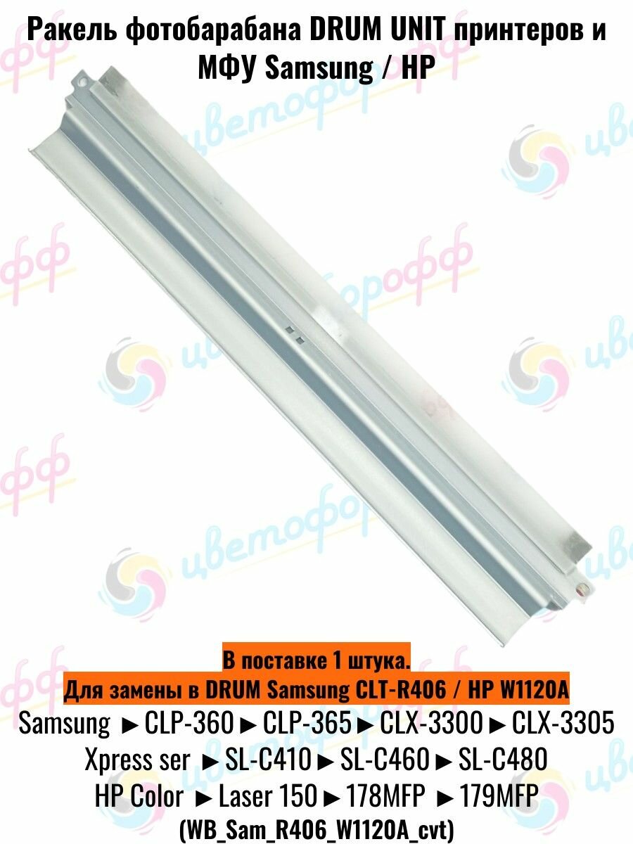 Ракель (Wiper Blade) для картриджа DRUM UNIT Samsung CLT-R406, HP W1120A совместимый