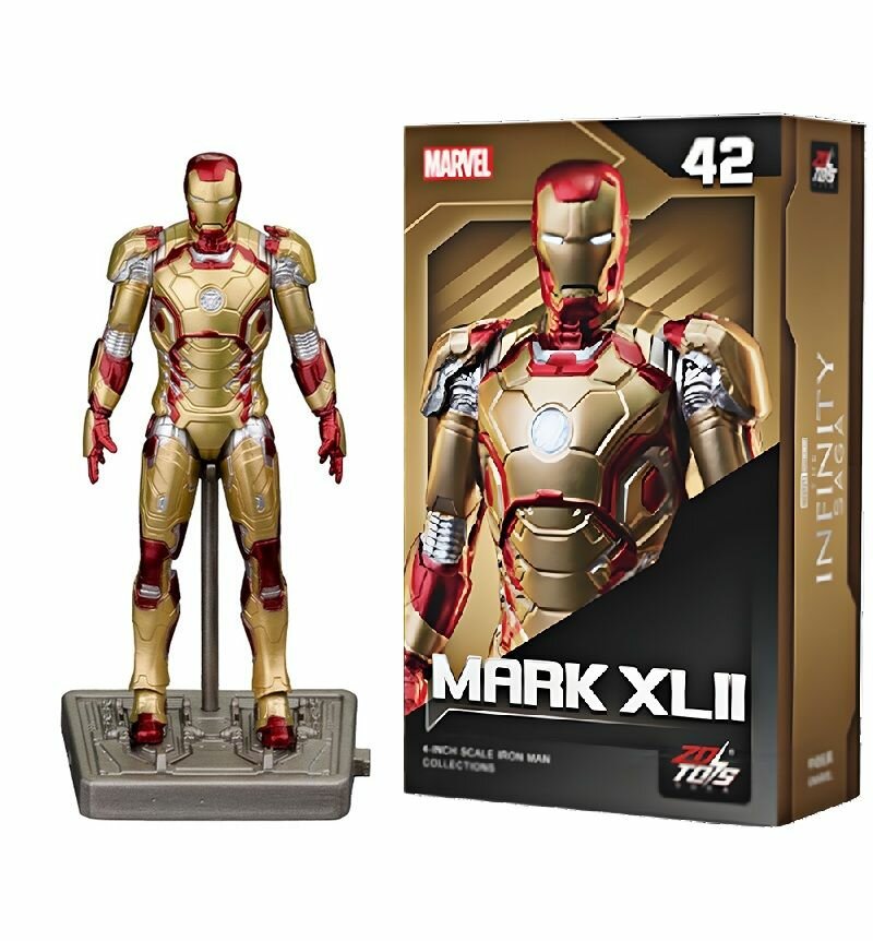 Фигурка 10 см ZD TOYS Марвел Мстители Железный Человек Марк 42 / Iron Man MK42 / Коллекционная Лицензионная Подвижная Игрушка