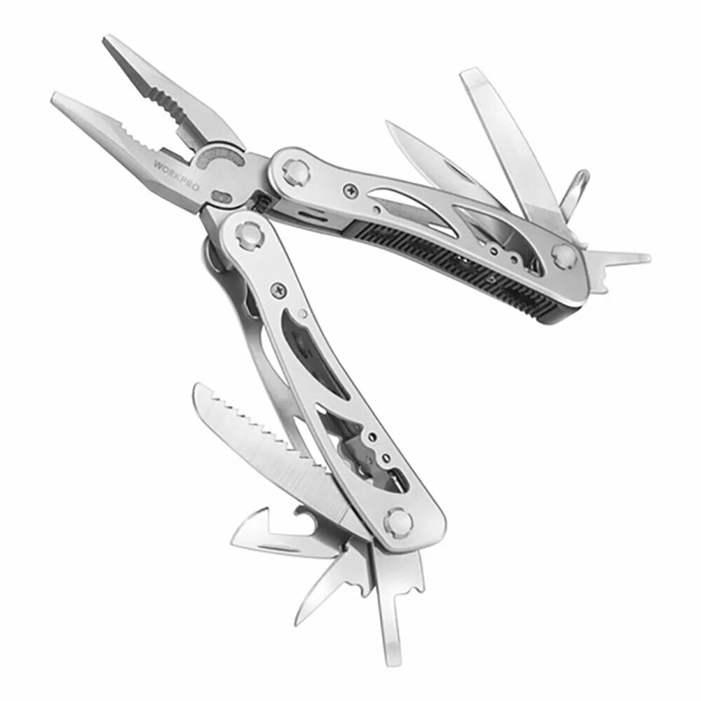 Мультитул WORKPRO 12 в 1 WP382001, Мультитул 12-в-1 wp382001 workpro пригодится в туризме, при выполнении бытовых задач — фото 1