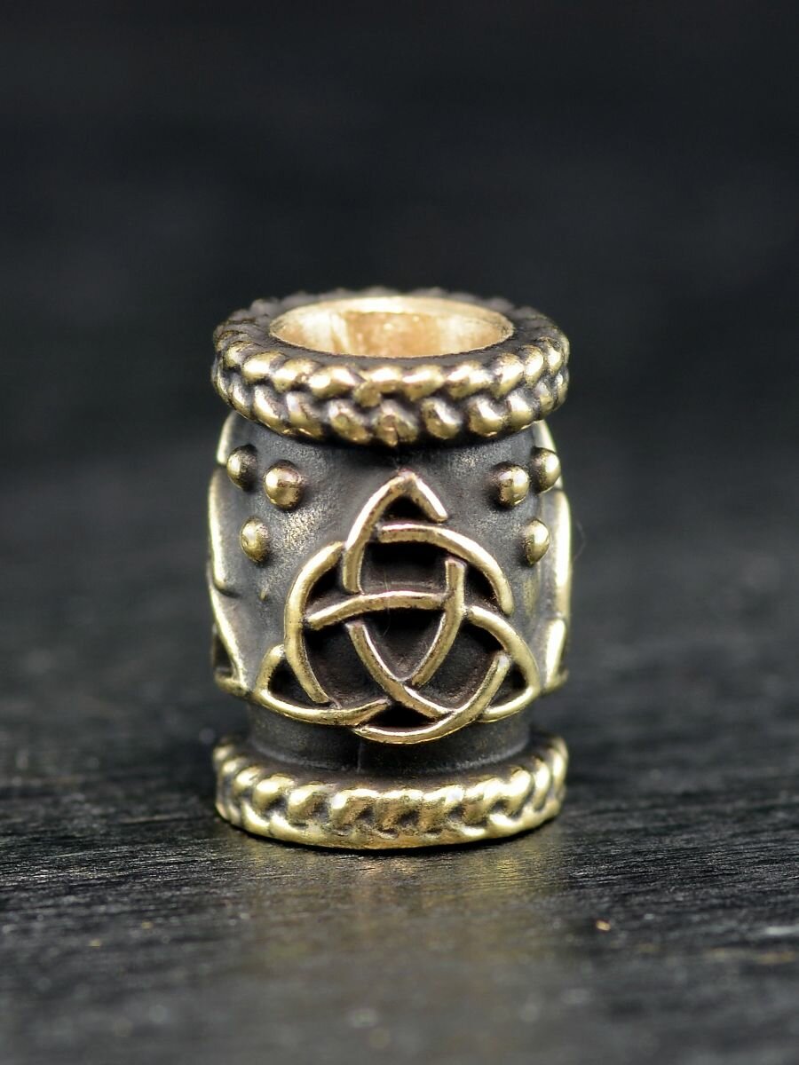 Шарм бусина для браслета, подвески со славянским оберегом Hobbylive из ювелирной латуни - Трикветр