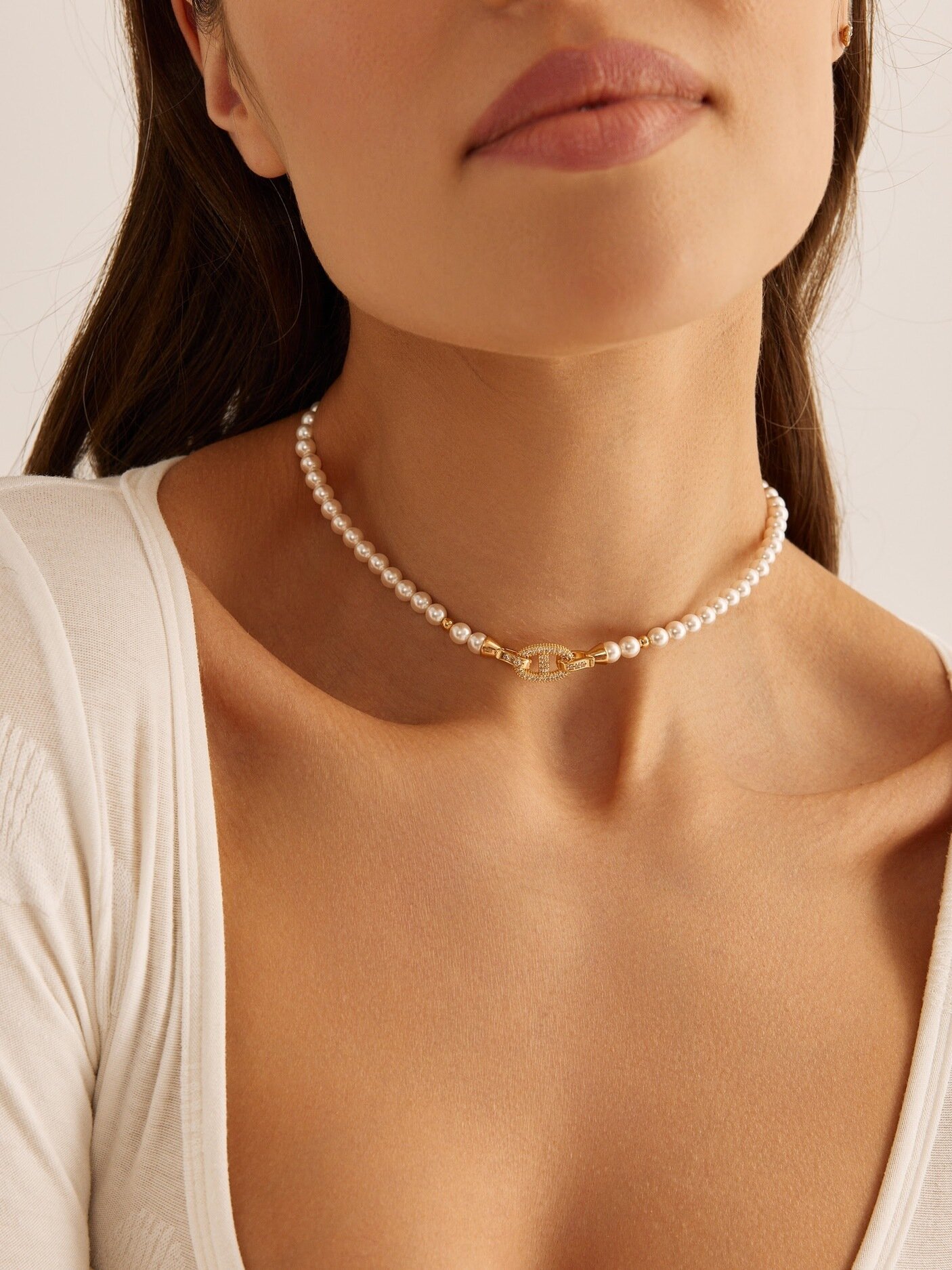 Чокер, жемчуг Swarovski синтетический