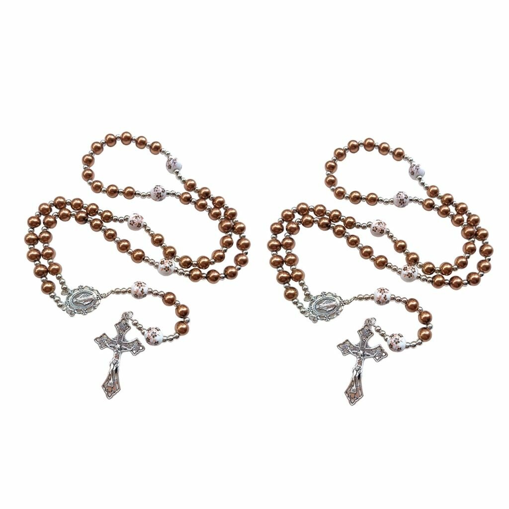 Элегантное ожерелье четок из керамических шариков с шкентелем крестов для ежедневной духовности