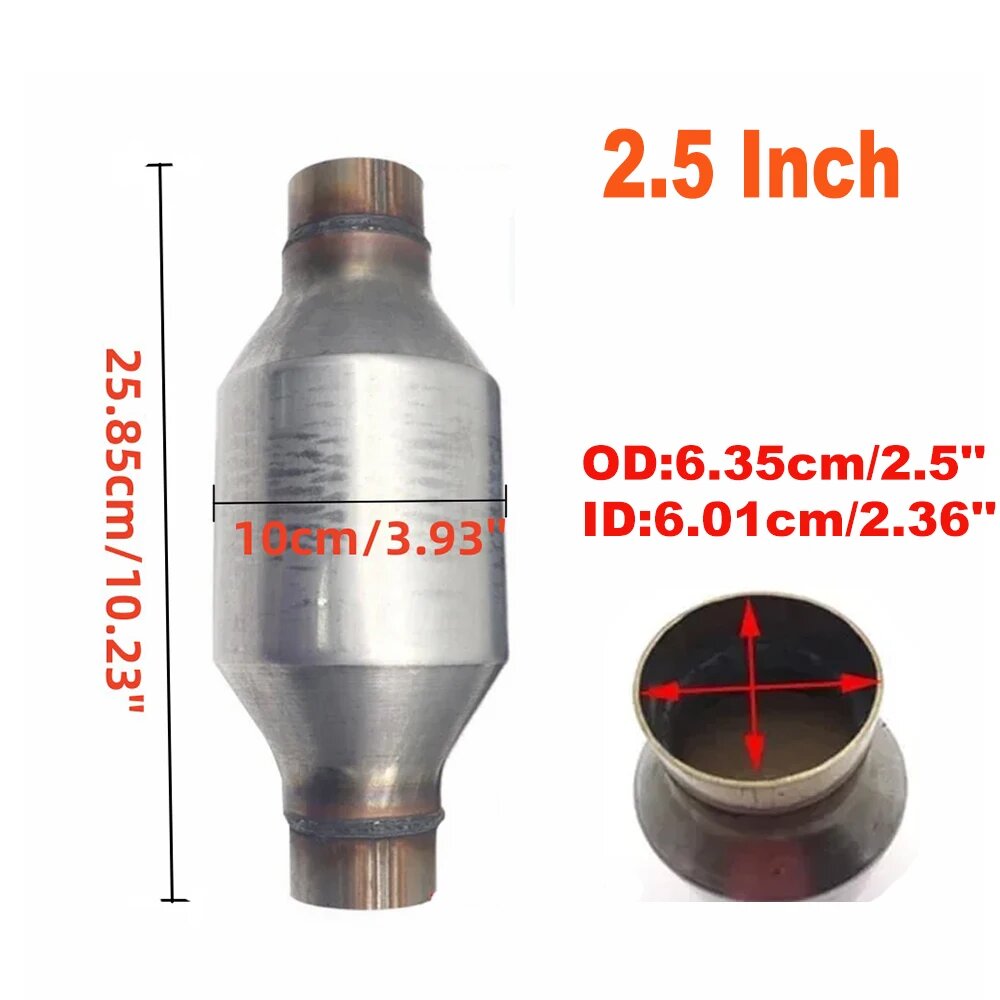 Универсальный автомобильный катализатор 2,5 дюйма 63,5 мм, датчик кислорода, 400 ячеек, катализатор с высоким расходом, нержавеющая сталь, евро 1 Type E 2.5 inch