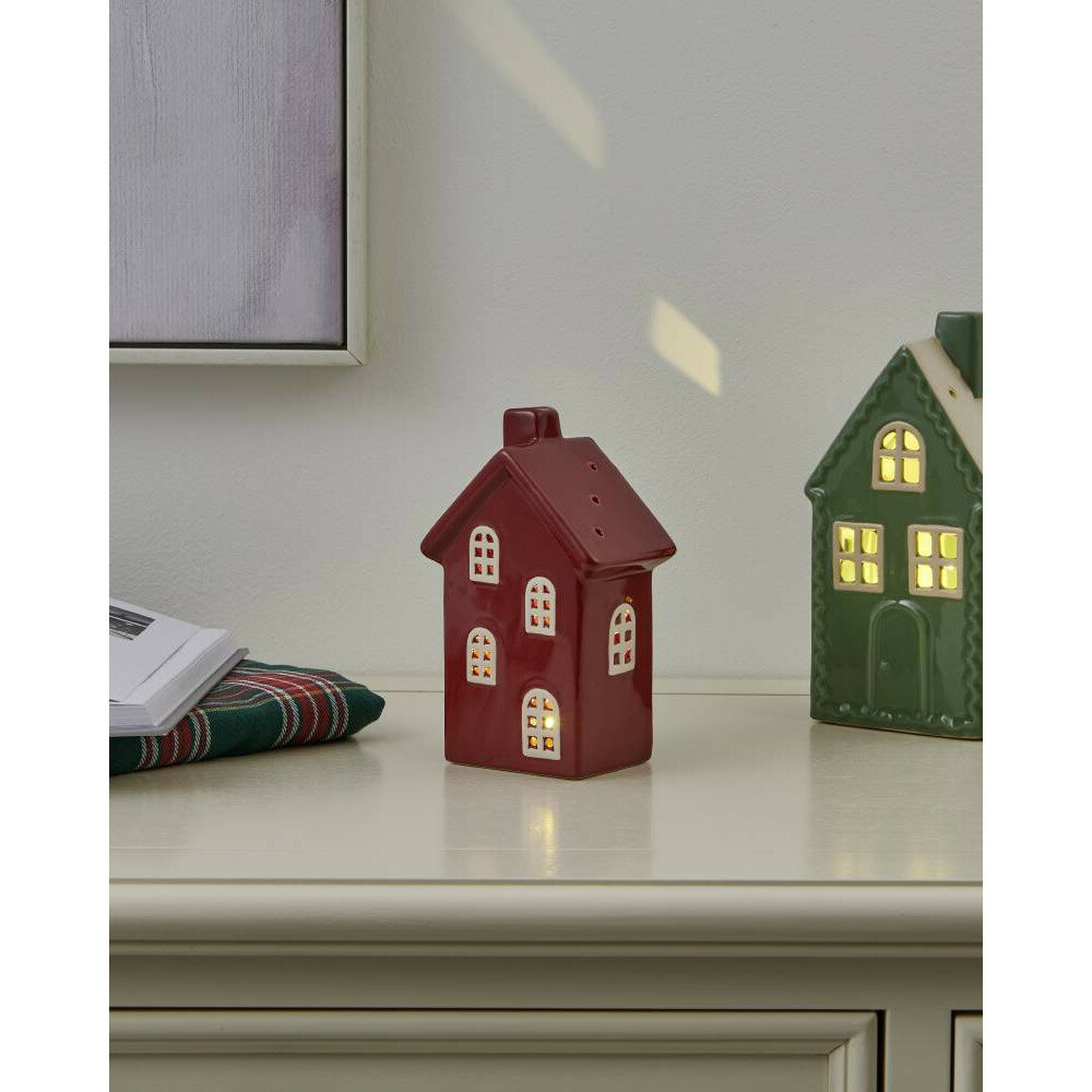Фигурка EGLO Домик CATACOL 429848, керамика, с подсветкой, для интерьера, красный, 99Х70Х160мм