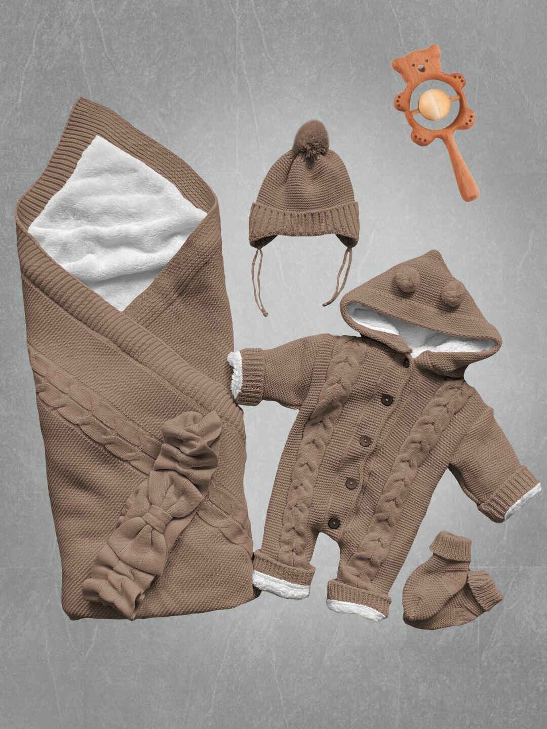 Конверт для новорожденных на выписку в роддом на прогулку коричневый