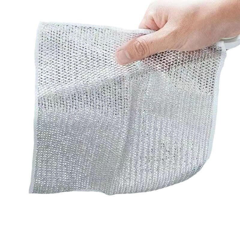 Серебряная салфетка для чистки посуды, тряпичная сетка, кухонная плита, горшок для мытья посуды, двухслойная