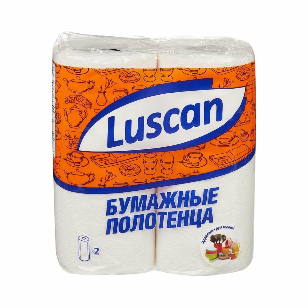 Бумажные полотенца Luscan 2 слоя, белые, 2 рулона по 12.5 метров 317393