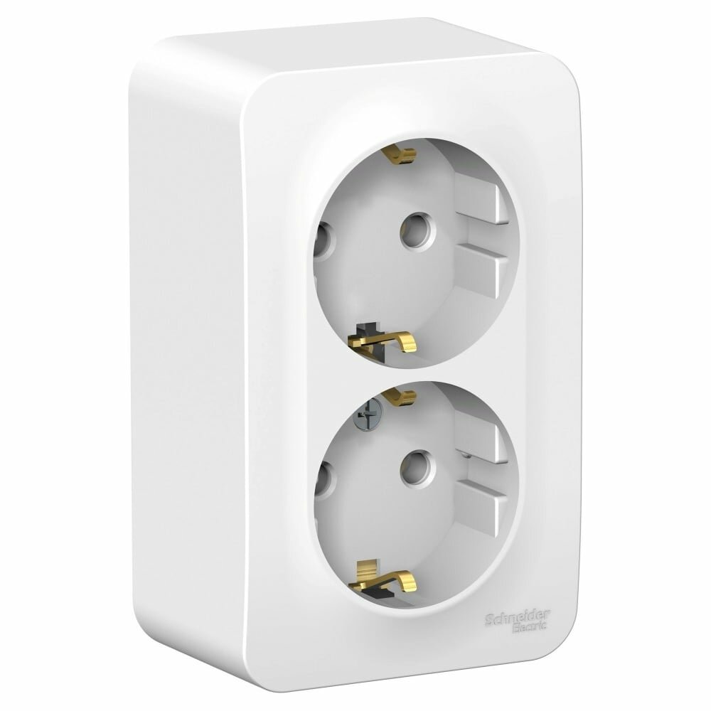 Двойная розетка Systeme Electric BLANCA О/У с заземлением, без шторок, белый BLNRA010201