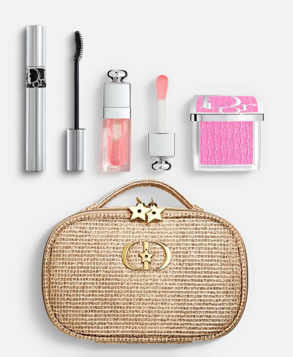 Dior The Volume and Glow Ritual Набор для макияжа с косметичкой (тушь, масло для губ, румяна) Limited Edition 2025