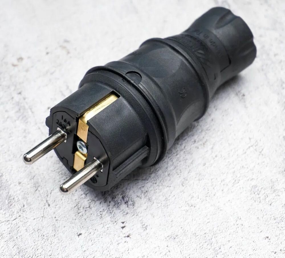 Разборная вилка Mutlusan Electric, каучук, 16 А, 250 В, IP44, черная 10083300028