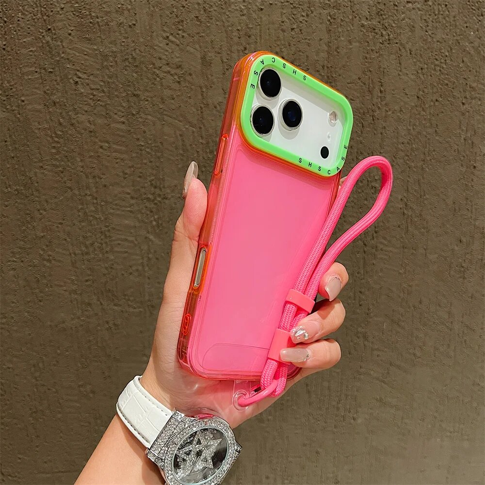 Чехол с ремешком на запястье контрастного цвета для iPhone 17 Air 16 15 14 13 12 11 Айфон 7 плюс, ML