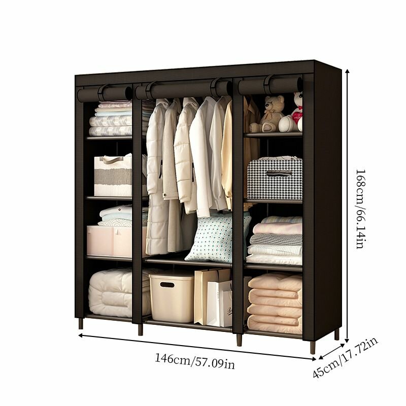 Вешалка напольная для одежды, вешалка-рейл напольная, открытый шкаф с полками, система хранения