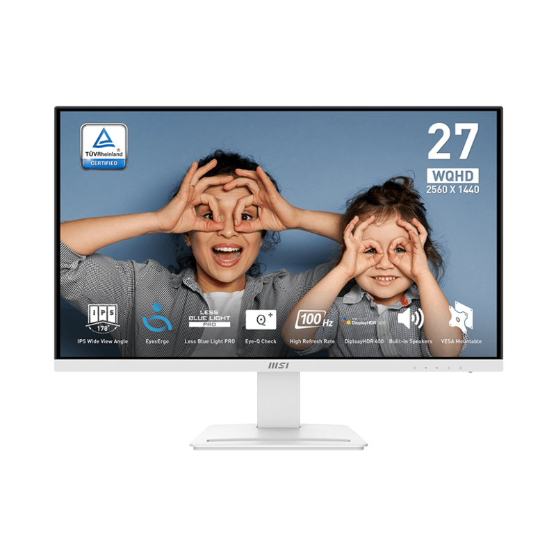 Монитор MSI PRO MP273QW E2 27" 2560x1440, IPS, 100Hz, 1ms, 100M:1,400cd, 2xHDMI ,1xDP, Speaker, VESA, 1y, White