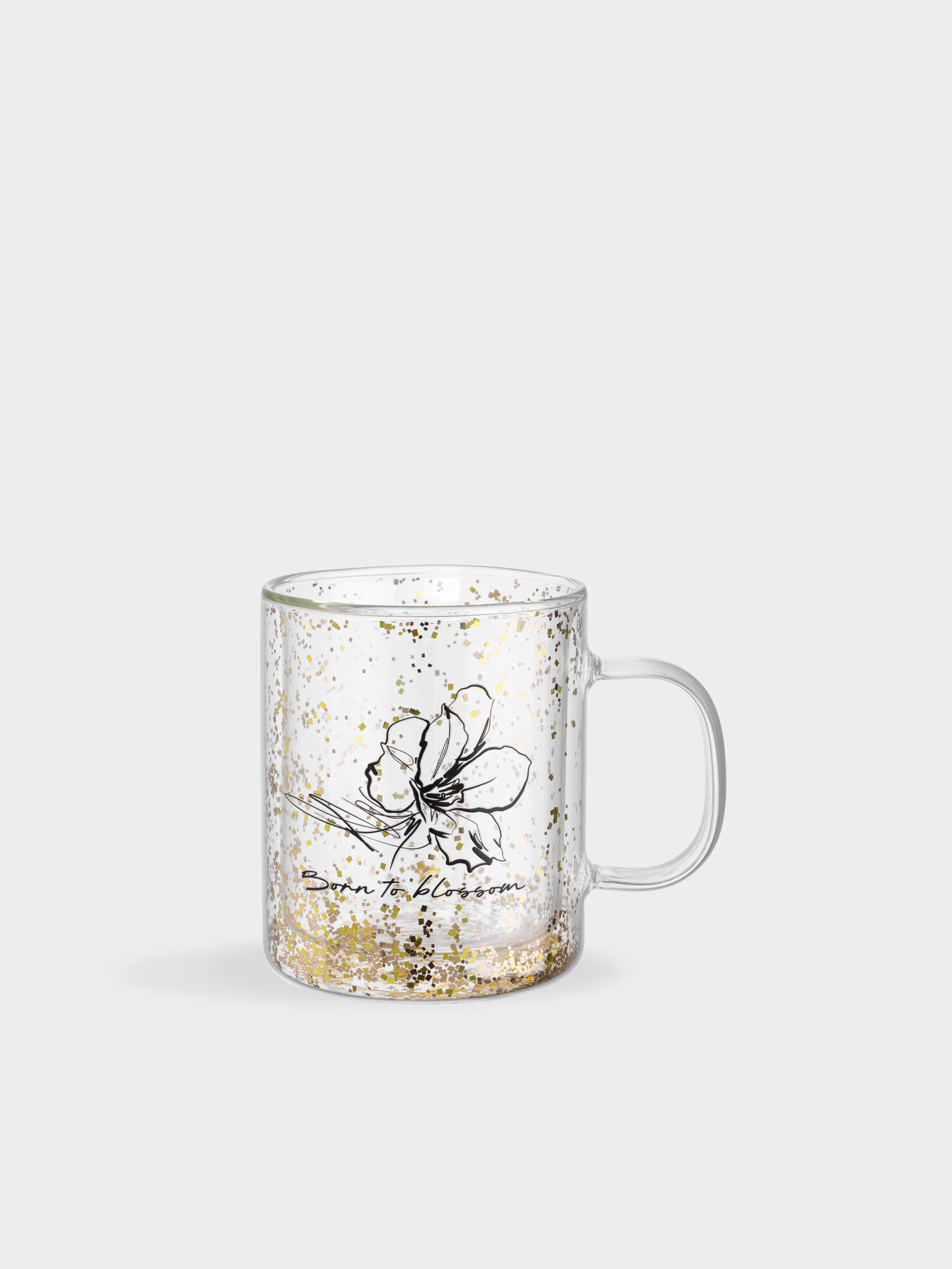 Кружка, 330 мл, стекло Б/блестки, Цветок, Air decor, Kuchenland