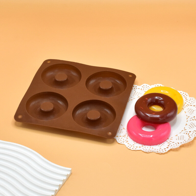 Оптовая продажа 4 силиконовых форм для пончиков, DIY формы для западной выпечки, мыла ручной работы, десертов, домашних
