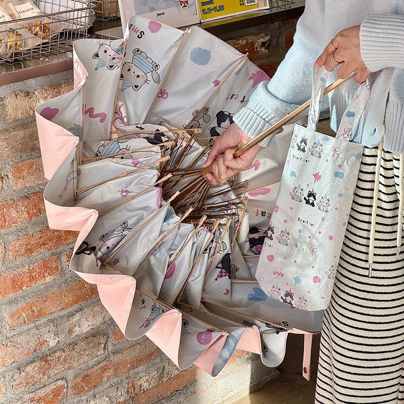 16-реберный ручной складной зонт от солнца, большой зонт для защиты от солнца, двойного использования для солнца и дождя, защита от УФ, зонт для студенток, оптовая продажа