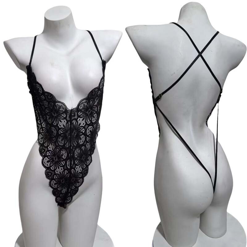 Сексуальный кружевной боди с открытой промежностью, прозрачным дизайном, обнажающим грудь и состоящий из трех частей. 21