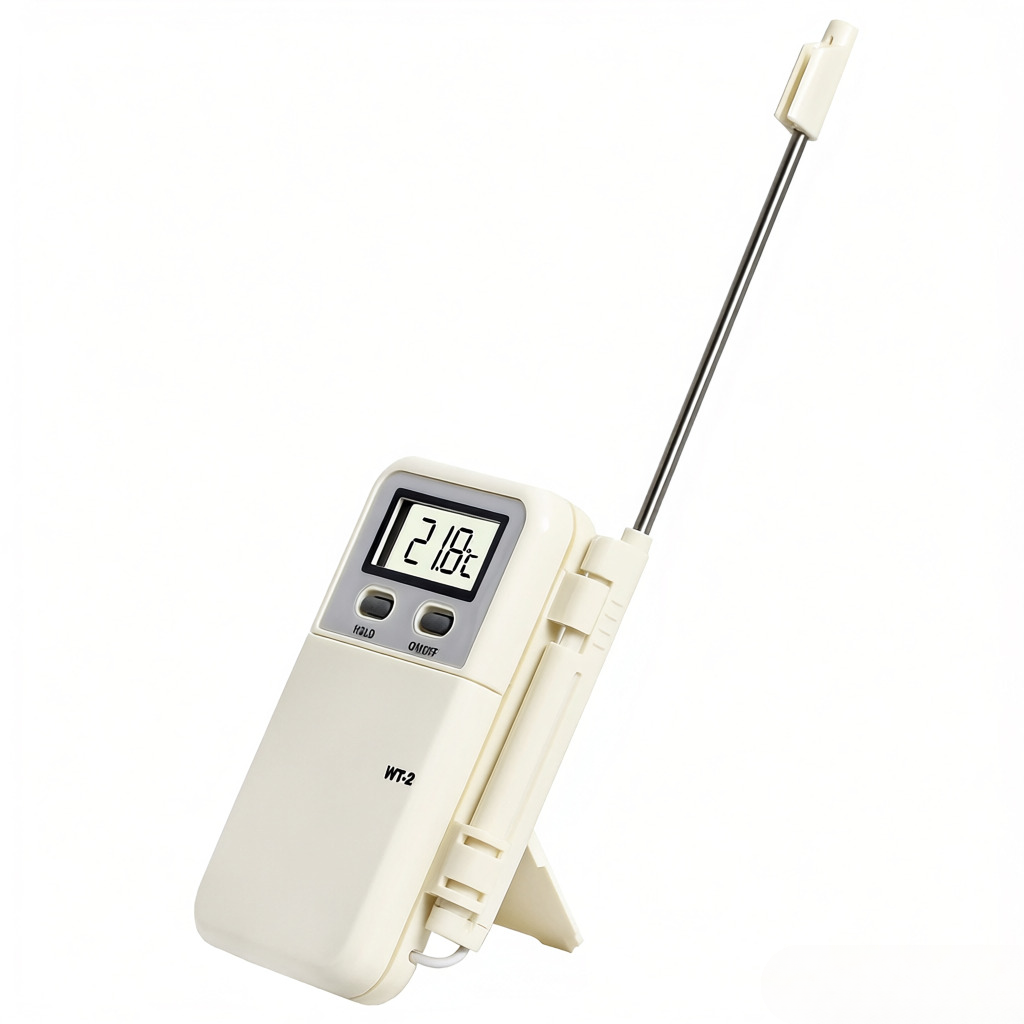 Электронный пищевой термометр Elitech WT-2 с быстрым откликом, LCD-дисплеем, переключением ℃/℉, функцией блокировки данных, температурным будильником и гибким зондом для кухни, приготовления, выпечки, гриля, цвет белый, материал пластик + нержавеющая