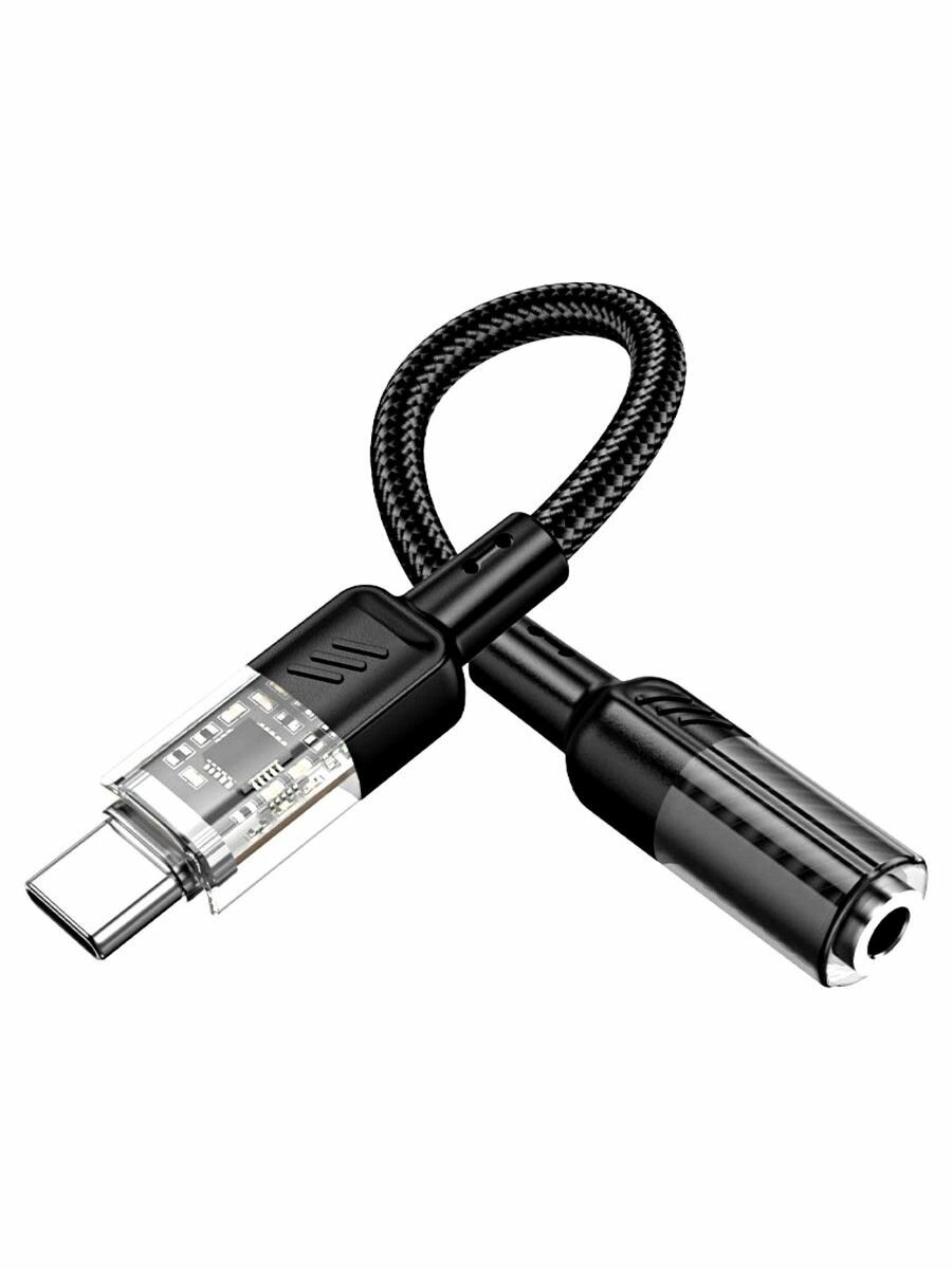 Аудиокабель (переходник, адаптер) Hoco LS37 Spirit Type-C - AUX 3.5 (разъем), черный