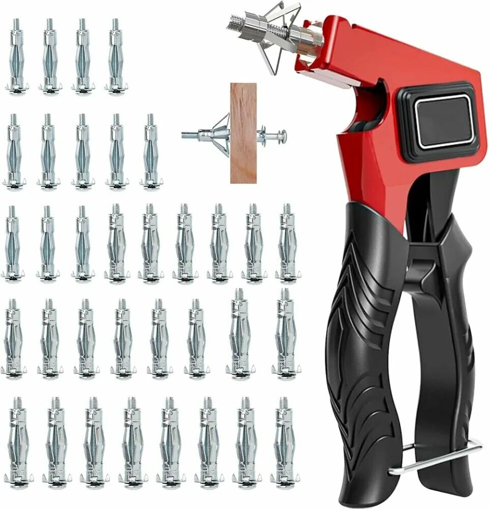 Монтажные клещи для полых дюбелей, набор с 34 металлическими дюбелями M5