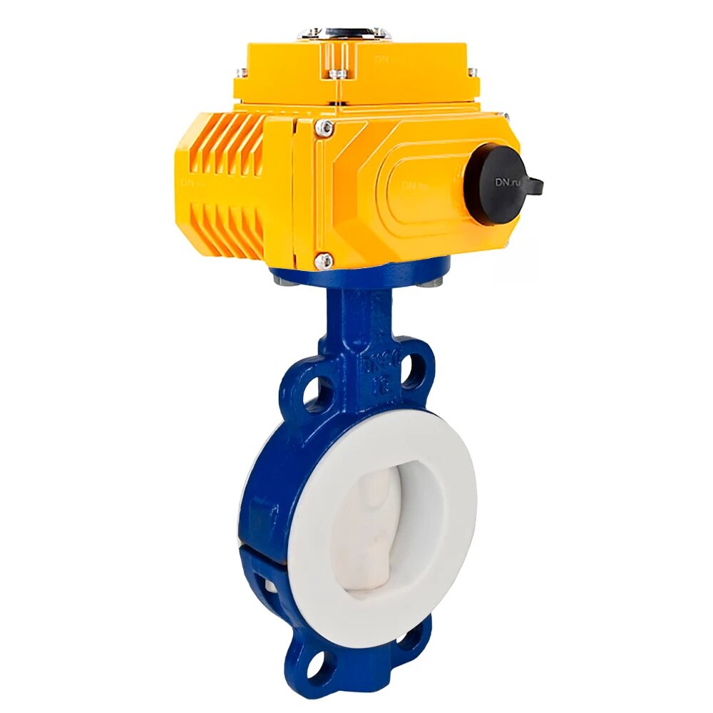 Затвор DN.ru WCB-WCB-PTFE-PTFE-Fb-R Ду250 Ру16, с электроприводом QT-N-030 220В (4-20мА)
