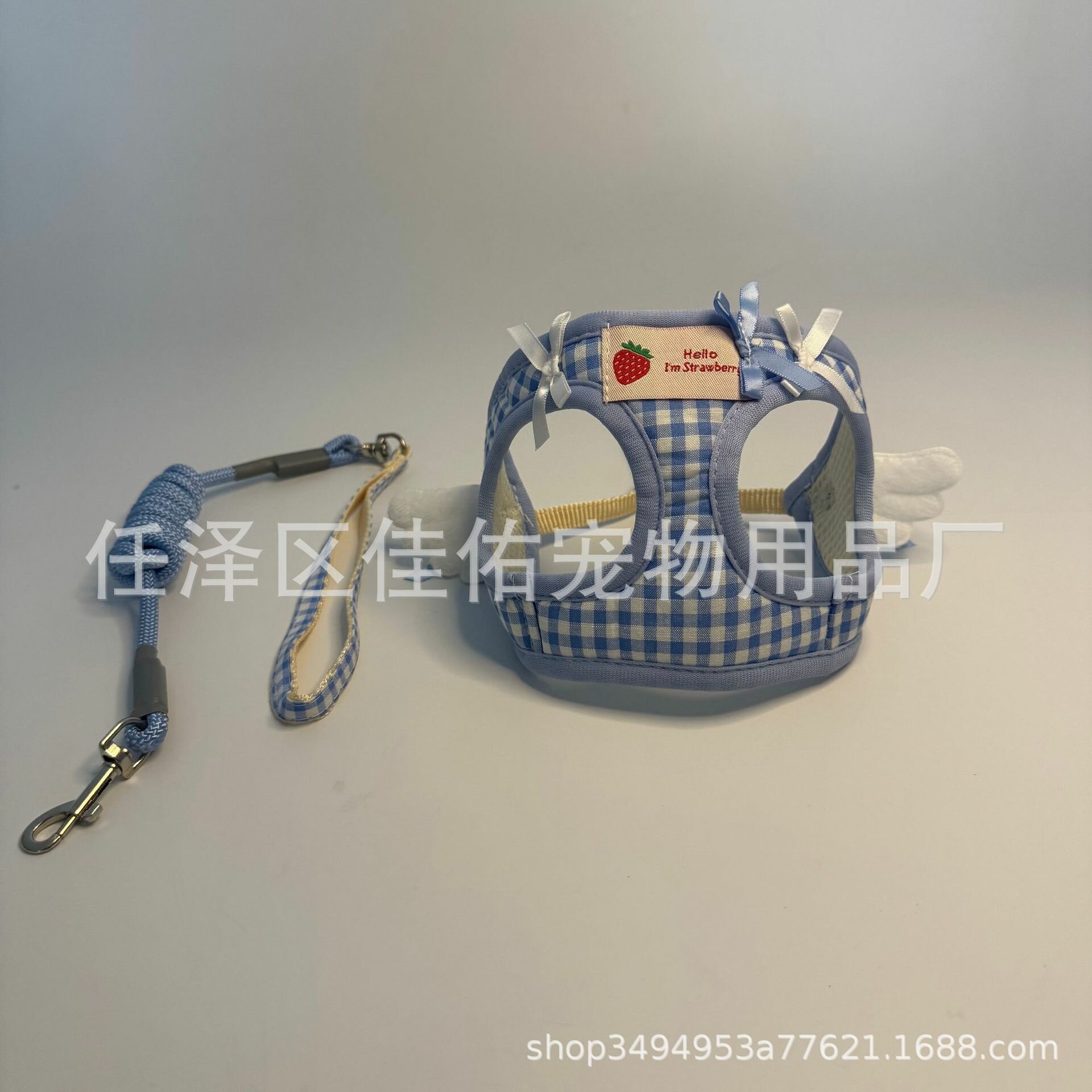 Собачья ошейник-пояс с защитой от вырывания для мелких пород — поводок для той-терьера и померанца Цвет：СинийРазмер