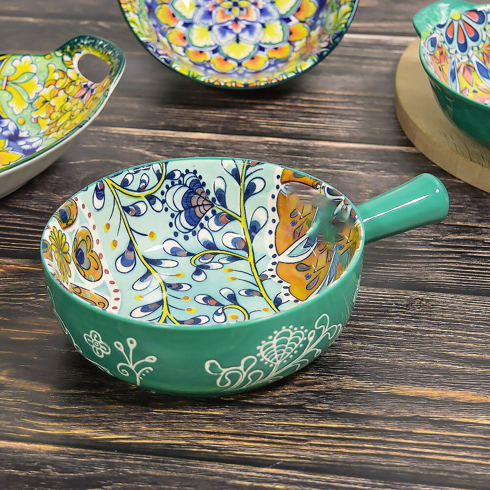 Кокотница с ручкой "Arabesque" 15.5см, керамика 075020