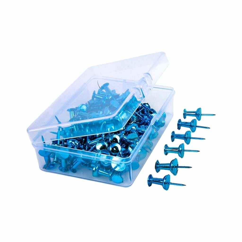 50/100 шт. металлические кнопки для пробковой доски, швейные с прозрачной коробкой, Синий - 100 штук в коробке