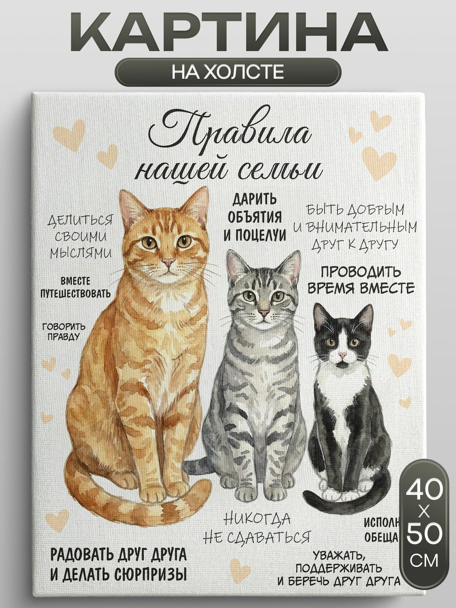 Картина на стену интерьерная правила семьи