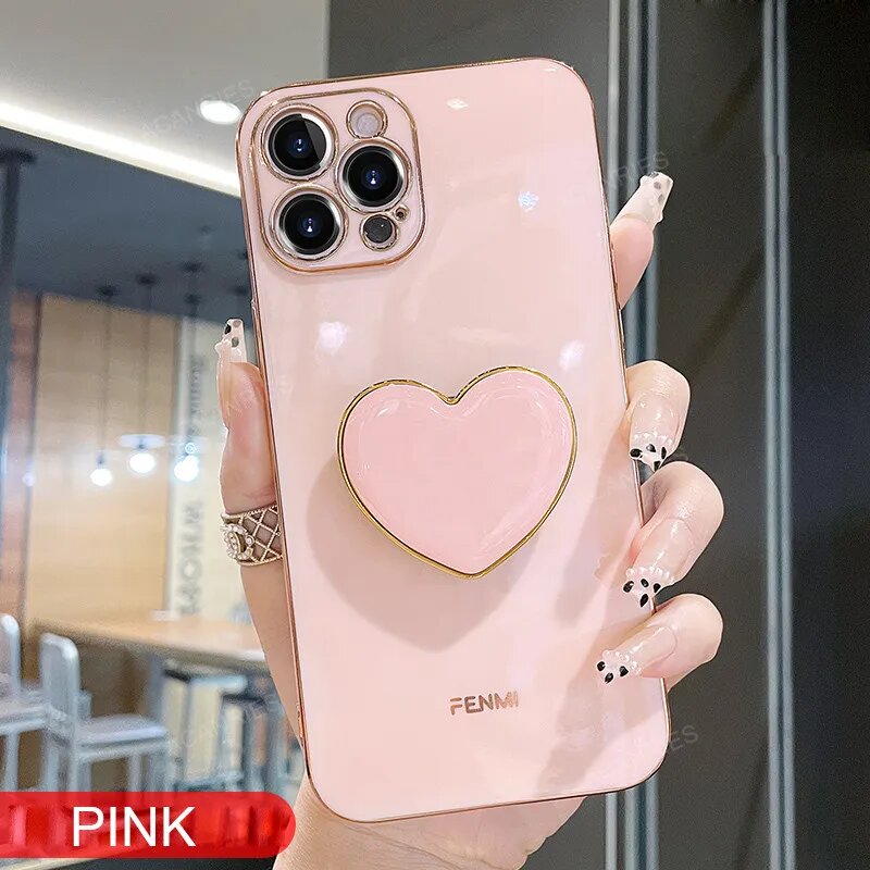 Чехол-держатель для телефона с покрытием Love Heart для Iphone 13 Розовый, AX Pink, for 13 pro max