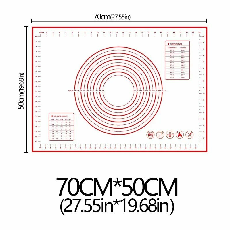 Силиконовый коврик для выпечки 70 x 50 см, красный