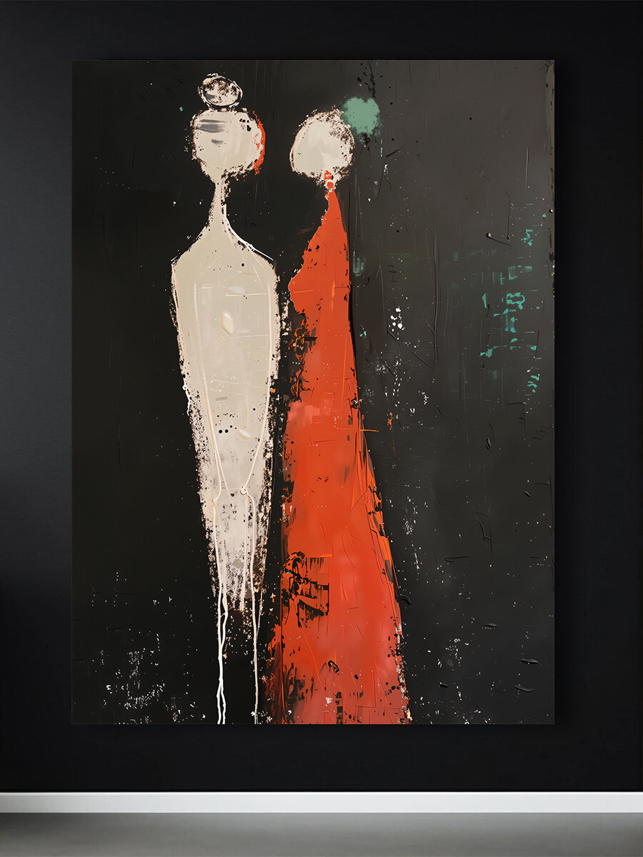 Картина интерьерная - "Девушка танец стильная абстракция в гостиную, женский абстрактный силуэт" , 40х60 см.