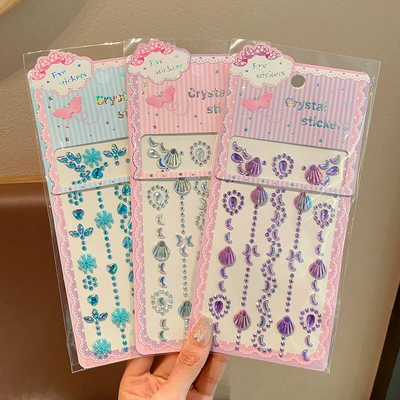 Детские наклейки с алмазами для лица, наклейки для сценического макияжа для девочек, наклейки для рисования на лице для