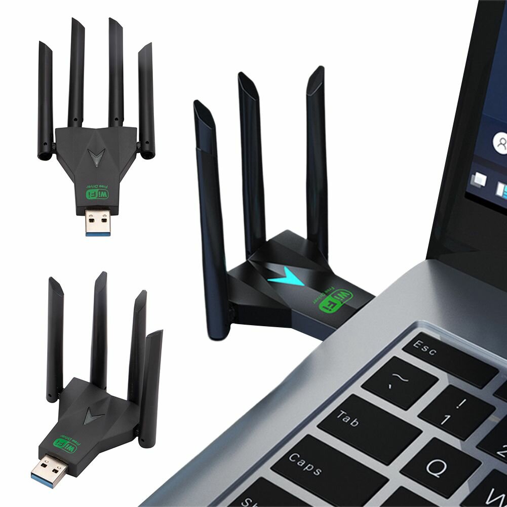 Беспроводная сетевая карта 1300 Мбит/с двухдиапазонная 2.4/5.8 ГГц WiFi USB адаптер для ПК