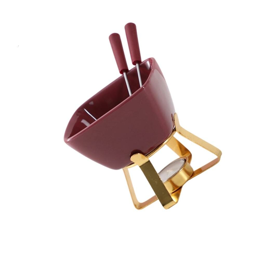 Керамическая фондюшница с чугунной подставкой и противоскользящим дном, Чаша для красного вина - Золотая полка