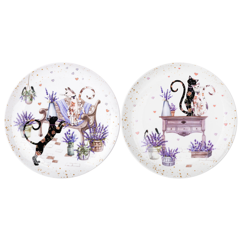 Набор тарелок закусочных lefard лавандовые коты 2 шт. 20,5*2 см KSG-425-166